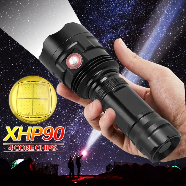 The Brightest Flashlight XHP90 USB Chargeable Torch Light Powerful ...