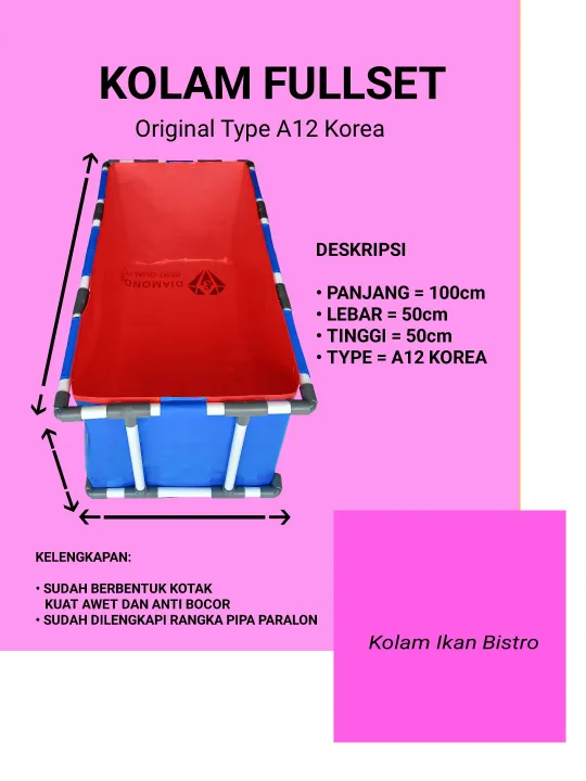 Kolam Set Rangka Pipa Paralon 3/4 / Kolam Terpal Fullset / 100x50x50cm ...