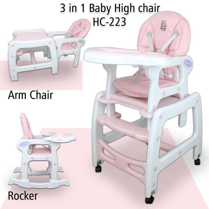 HC-223 3 in 1 Adjustable Multi-function Baby Feeding Tray Highchair Rocking chair Study Table ...
