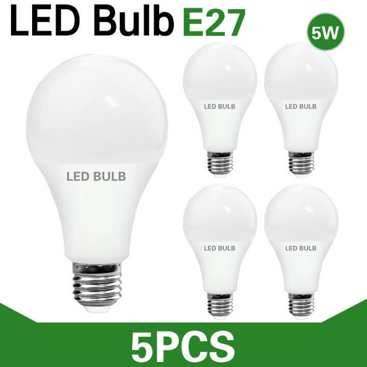 Kingdo 5Pcs LED Light Bulb Daylight 5W, 7W, 9W, E27+ Lighting Light ...