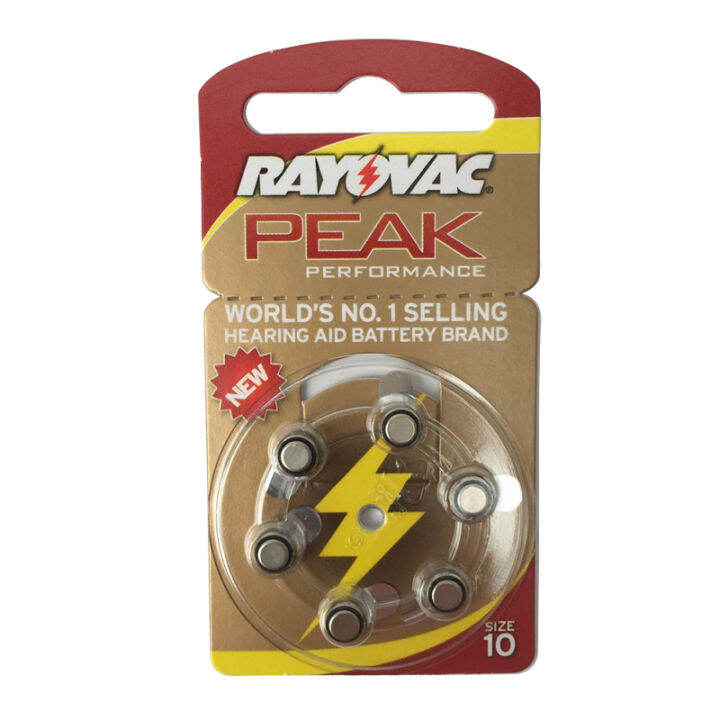 6 Rayovac UK imported hearing aid batteries A10 Raytek PR70 zinc air button electronic PR536 ...