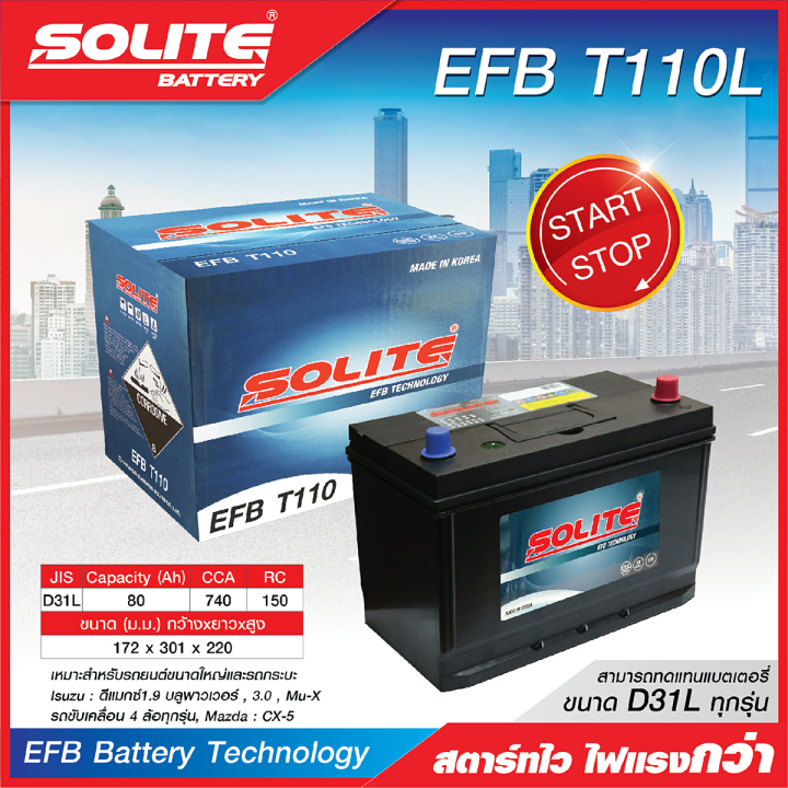 SOLITE แบตเตอรี่แห้ง: UEFBT110L 80แอมป์ 740 CCA / MAZDA CX-5 รถ start-stop | Lazada.co.th