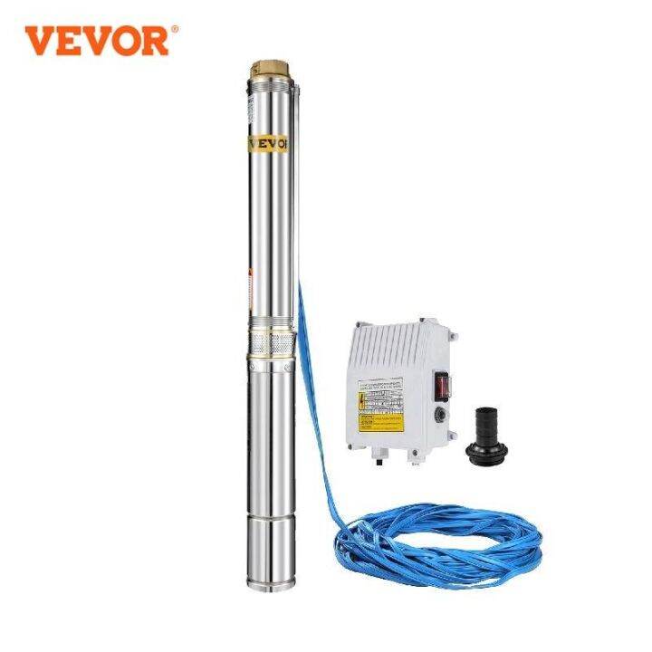 VEVOR 1.5HP Deep Well Pump 110V 1100W Submersible Pump 335Ft Head 24GPM Stainless Steel Borehole ...