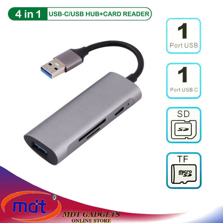 4 in 1 USB 3.0 to USB 3.0 + USB-C / Type-C + SD / TF Card Slots HUB ...