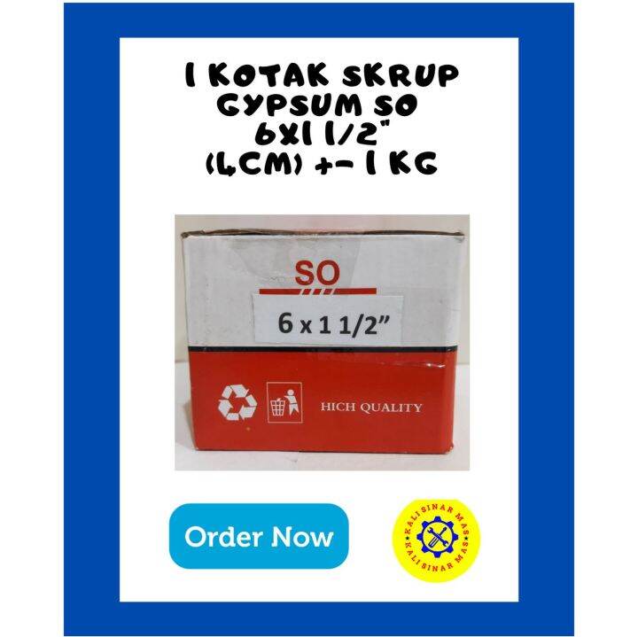 1 KOTAK SEKRUP GIPSUM - SKRUP GYPSUM MERK SO 6X1 1/2in 4cm +- 1 KG | Lazada Indonesia