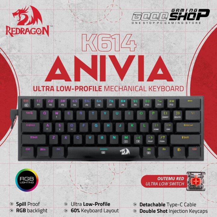 Redragon ANIVIA K614 Mechanical 60% Ultra Low RGB - Gaming Keyboard ...