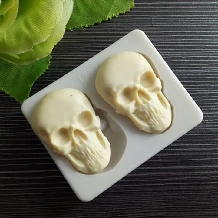3D Skeleton Skull Head Silicone Mold DIY Candy Cake Decoration Mold ...