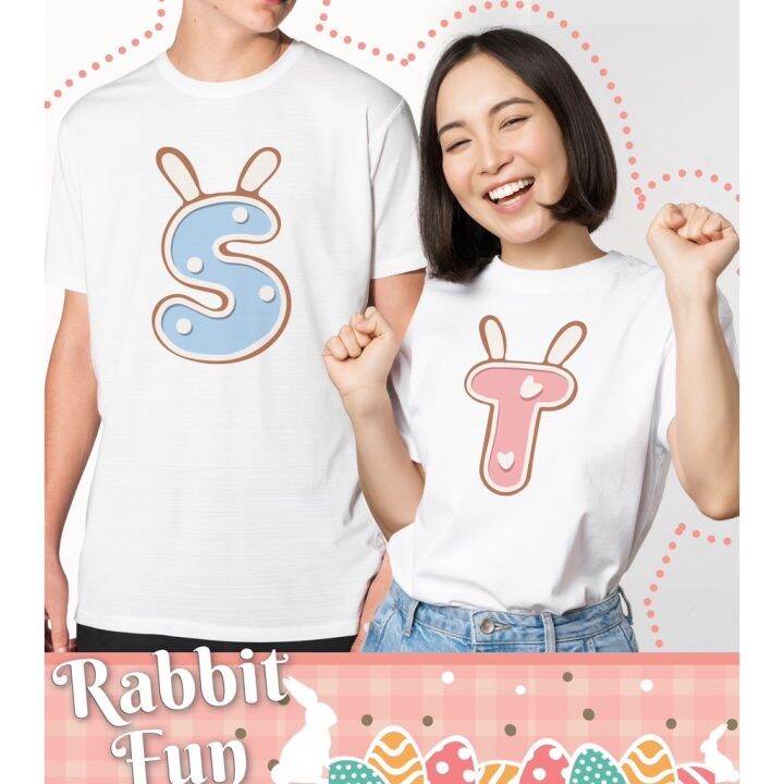 เสื้อยืด ลาย อักษร S และ T กระต่ายน้อย ใส่สบาย ไม่ยืด ไม่ย้วย Lazada