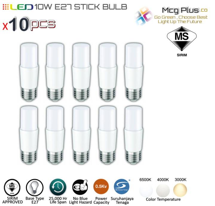 10pcs 10W E27 LED Stick Bulb Daylight ( 6500K ) / Cool White ( 4000K ) / Warm White ( 3000K ...