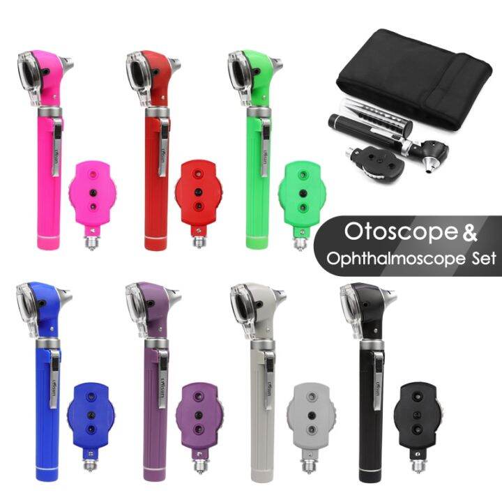 LED Fiber Optic Direct Medical Otoscope Ophthalmoscope Set Ear Care Eye ...
