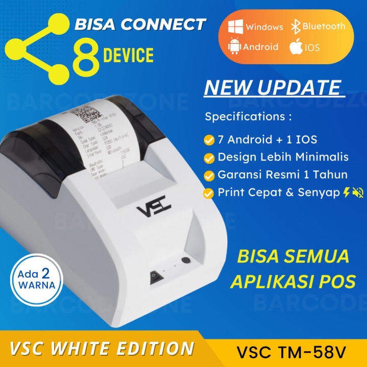 PRINTER THERMAL 58MM BLUETOOTH VSC TM-58V RPP02N MOKA ANDROID IOS ...