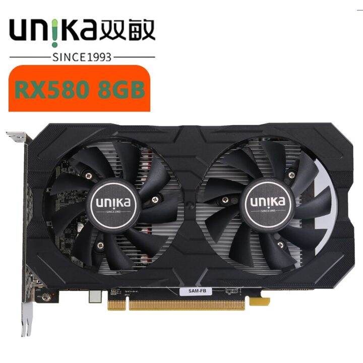 ใช้ Unika AMD Radeon RX 580การ์ดแสดงผลสำหรับเล่นเกม8GB GDDR5 256Bit ...