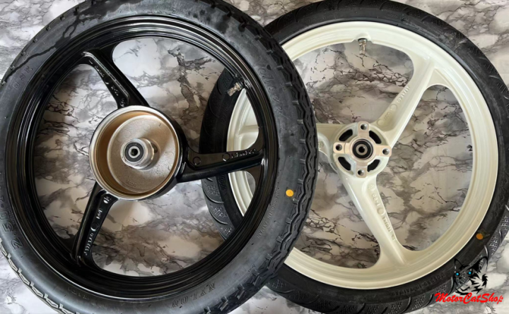 🔥Enkei Sport Rim 3 Batang Hitam Putih Siap Tayar 🔥 LC135 V1-V7 SRL115-Fi Size (Front 1.4, Rear 1 ...