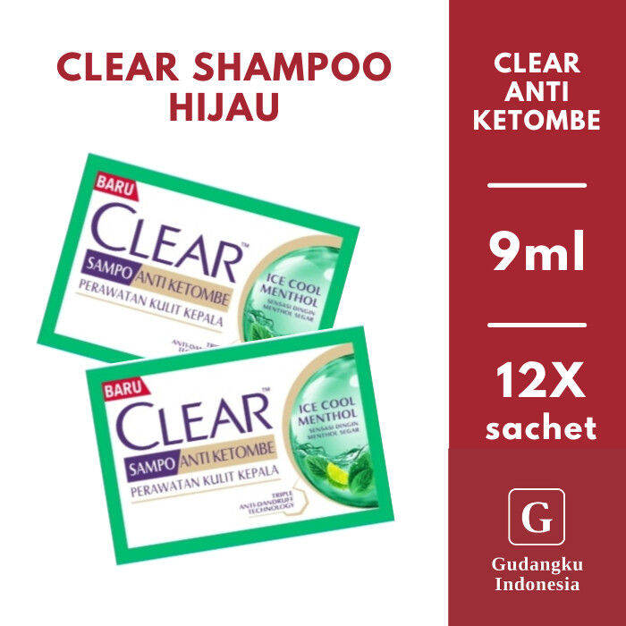 Clear Shampoo Ice Cool Menthol 1 renceng isi 12 sachet | Lazada Indonesia