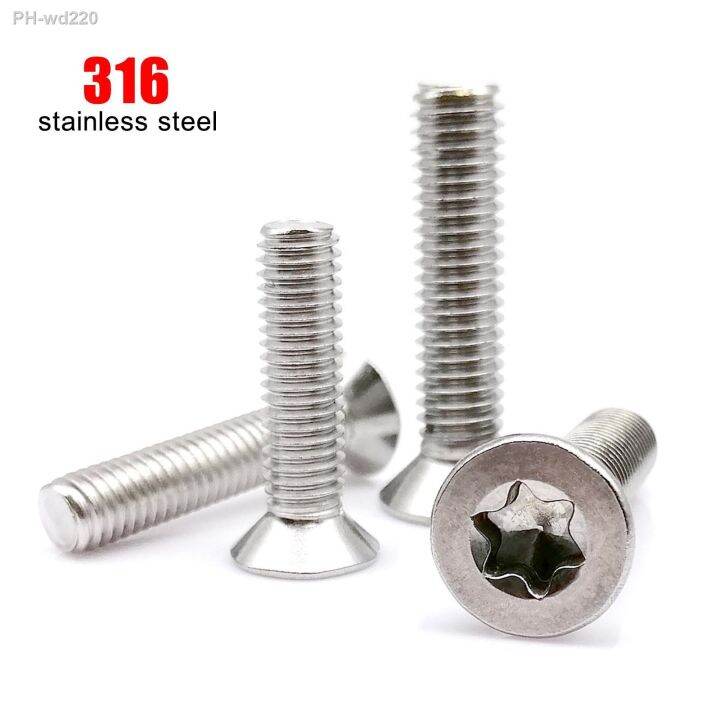 5/10/50 High Quality M3 M4 M5 M6 M8 GB2673 316 A4 Stainless Steel Torx Flat Countersunk Head ...