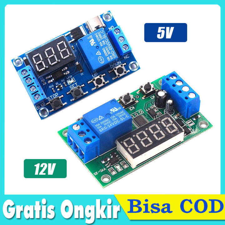 Relay Timer Delay Modul Display Lampu Led 4tombol Digital Dc Time