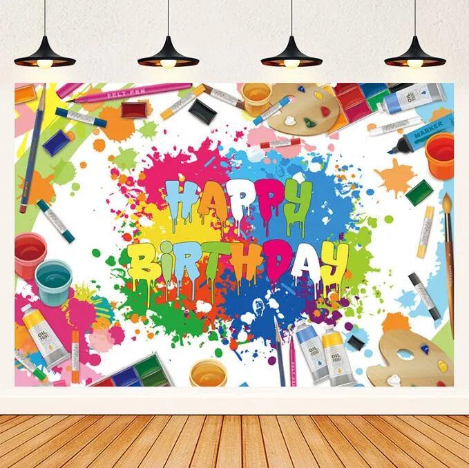 Art Party Birthday Backdrop Let's Paint Dress for a Mess Birthday Party ...