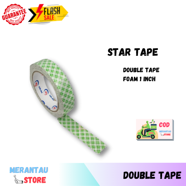 Double Tape Foam Star Tape 1 Inch Lakban Busa Plakban Batik Tape Solasi ...