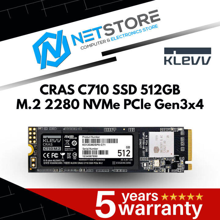 KLEVV CRAS C710 512GB M.2 2280 NVMe PCle Gen3x4 SSD - K512GM2SP0-C71 ...