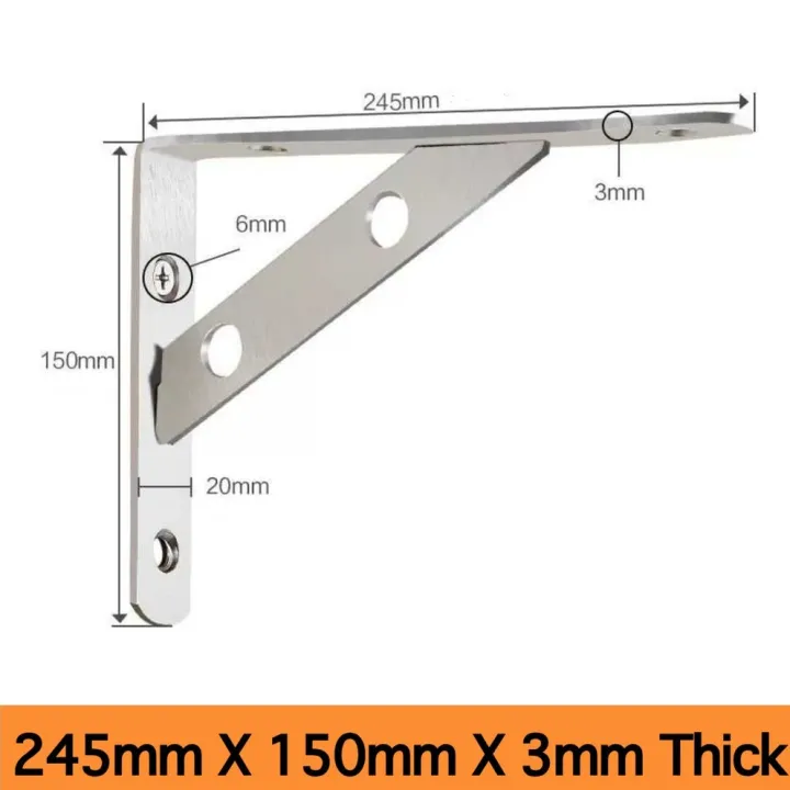 Heavy Duty Stainless Steel L-Shaped Wall Shelf Support Bracket 2pcs ...