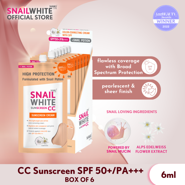 SNAILWHITE CC Sunscreen SPF 50+/PA+++ 6ml Box of 6 | Lazada PH