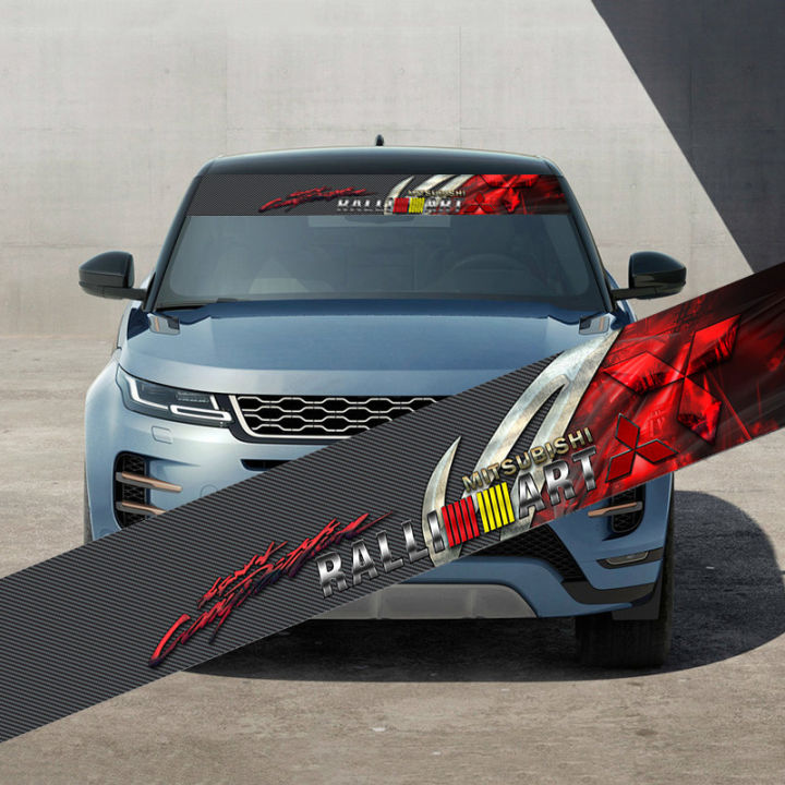 130*21cm RALLIART Carbon Fiber Car Front Windshield Sticker Auto Rear ...