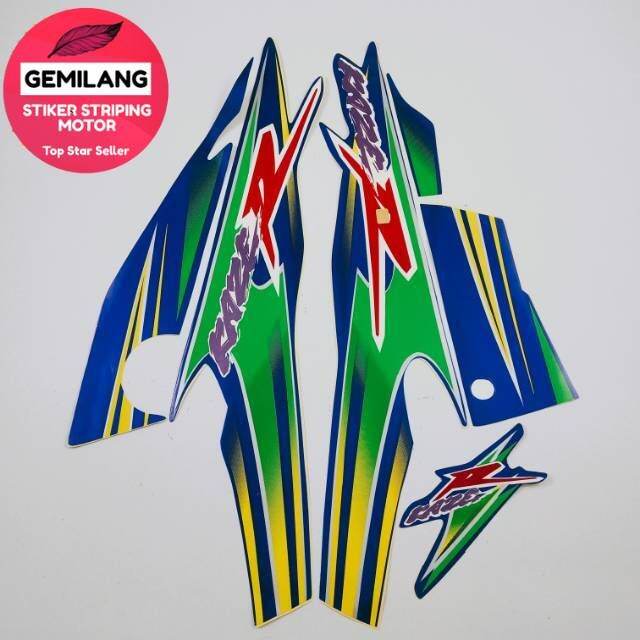 Striping Sticker Decal Polet Lis motor kawasaki kaze r biru stiker body ...