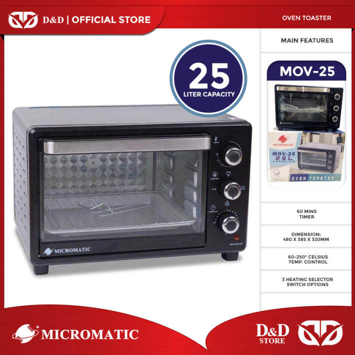 D&D | Micromatic MOV-25 Oven Toaster 60mins Timer 60-250°C Temperature ...