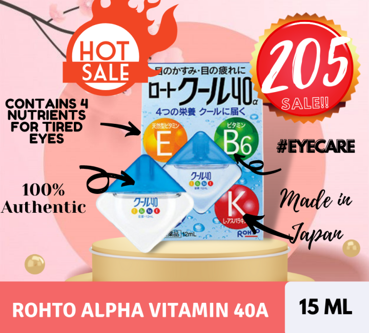 ROHTO ALPHA SERIES VITAMIN 40A SERIES EYEDROPS 15 ML- BLUE BOX- MADE IN ...