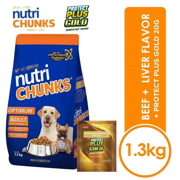 Nutri Chunks Optimum Adult Beef 1.3kg Protect Plus Gold 20g Combo ...