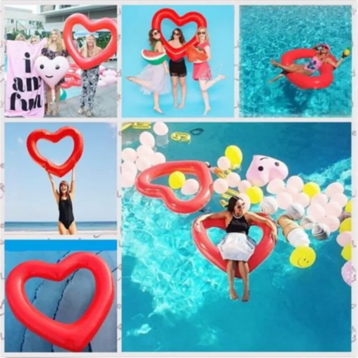Love Heart Shaped Inflatable Pool Floating Swimming Ring Summer Beach Toy | Lazada PH