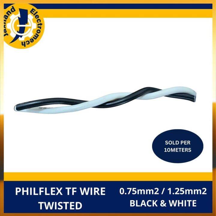 Philflex TF Wire Twisted 0.75mm² / 1.25mm² 10 Meters Black and White ...