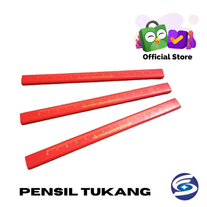 PENSIL TUKANG KAYU 12 pcs/ PENSIL TUKANG BANGUNAN / CARPENTER PENCIL ...