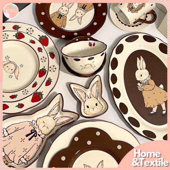 【สินค้าใหม่】พร้อมส่ง จานเซรามิค ชามเซรามิค แก้วเซรามิค ️ลายกระต่าย สุด ...