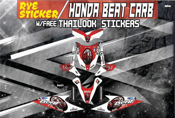 Decals, Sticker, Motorcycle Decals for Honda Beat 110, Carburator type ...