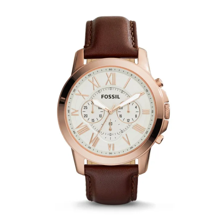 พร้อมสต็อก ！Original Fossil Watch Grant Chronograph Brown Leather Watch ...