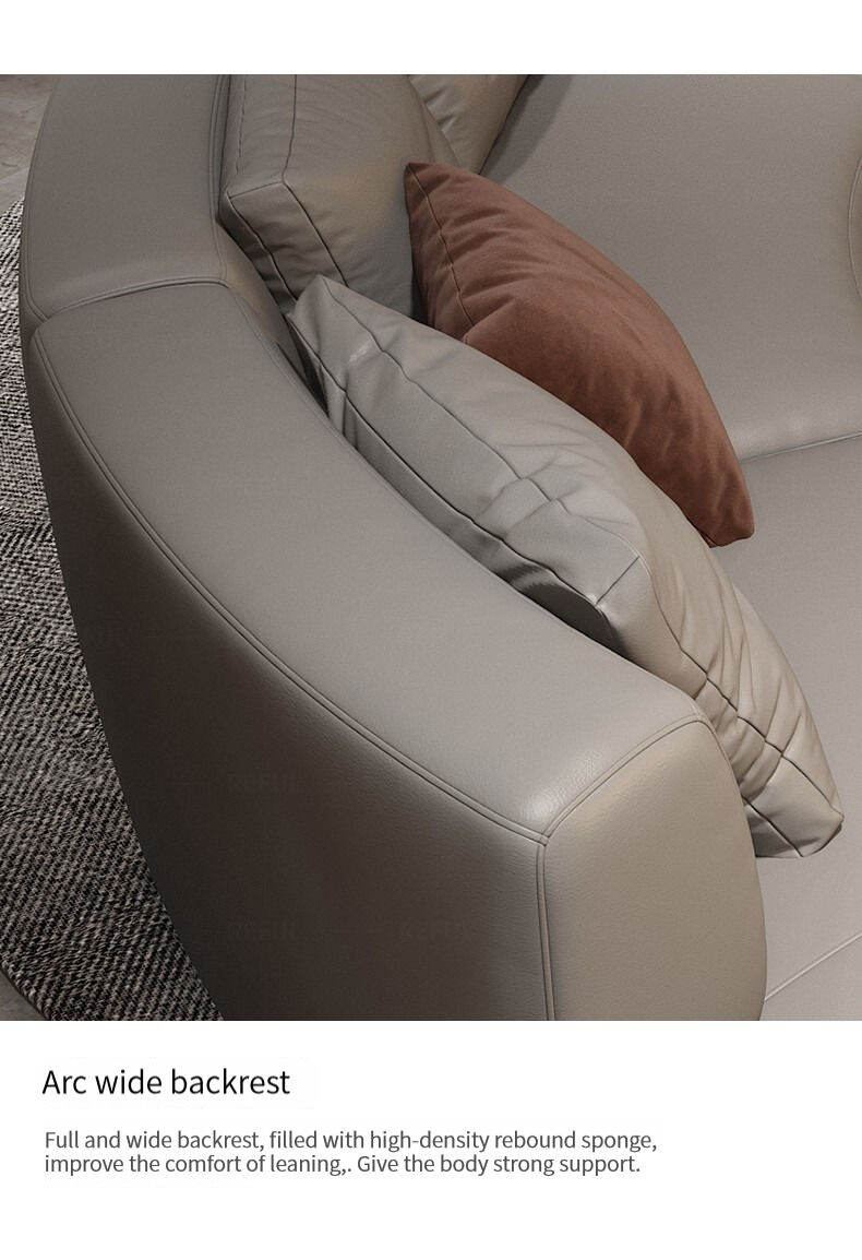 TATA HOME Nordic Leather Sofa โซฟาตัวยู Curved โซฟาสีครีม Minimalist ...