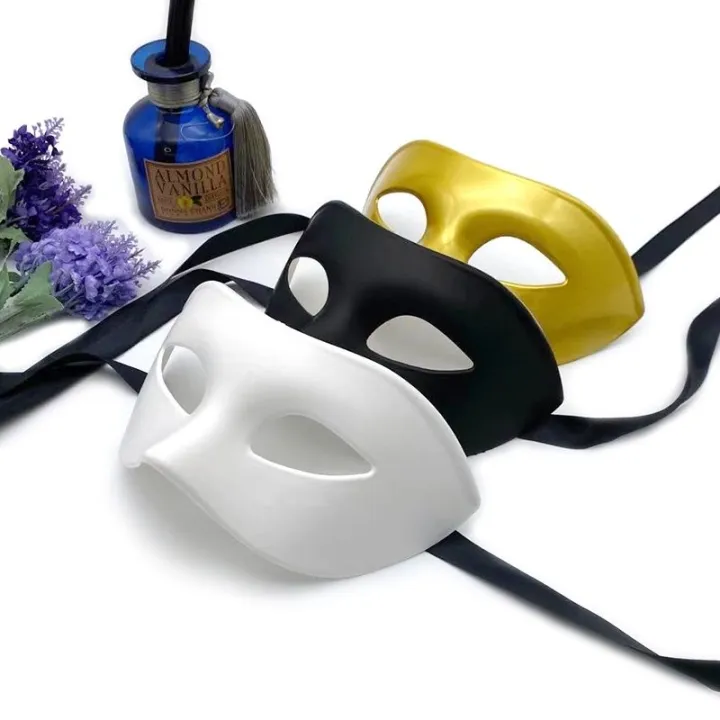 PDD masquerade black mask adult half face white men retro handsome mask ...