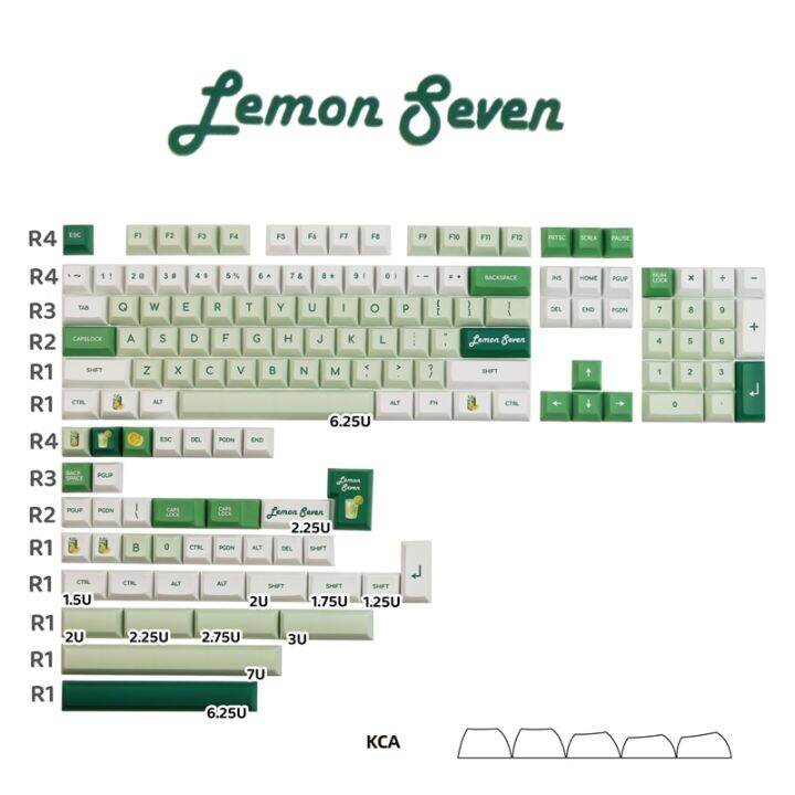 1 Set Lemon Seven Keycaps PBT Dye Sublimation Key Caps KCA Profile ...