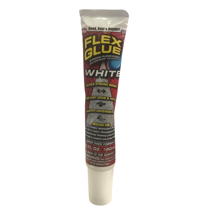 Flex Glue Strong Rubberized Waterproof Adhesive White Bond, Seal, Repair Super Thick Formula 6fl ...