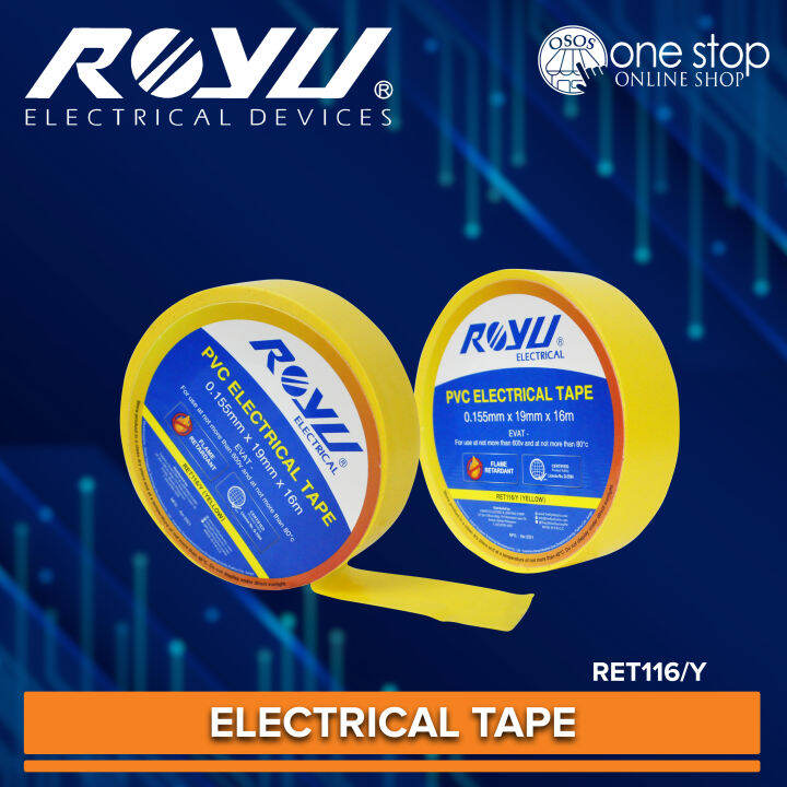 ROYU Original PVC Electrical Tape 0.155mm x 19mm x 16mm •OSOS• | Lazada PH