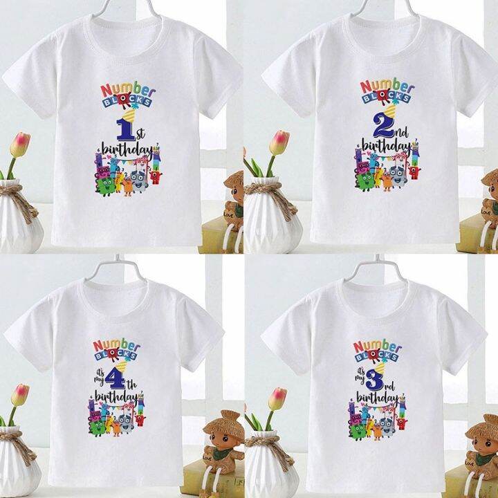 Numberblock 1-6 Birthday Cartoon Boys & Girls T-shirts Kids T Shirt ...