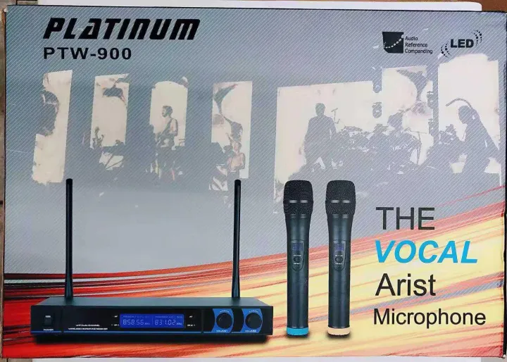 PLATINUM PTW-900 The Vocal Arist Microphone UHF Dual Channel Wireless ...
