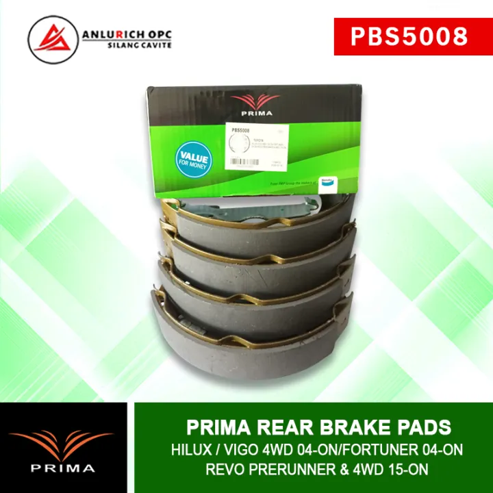 PRIMA BRAKE SHOES for TOYOTA HILUX / VIGO 4WD 04-ON/FORTUNER 04-ON/REVO ...