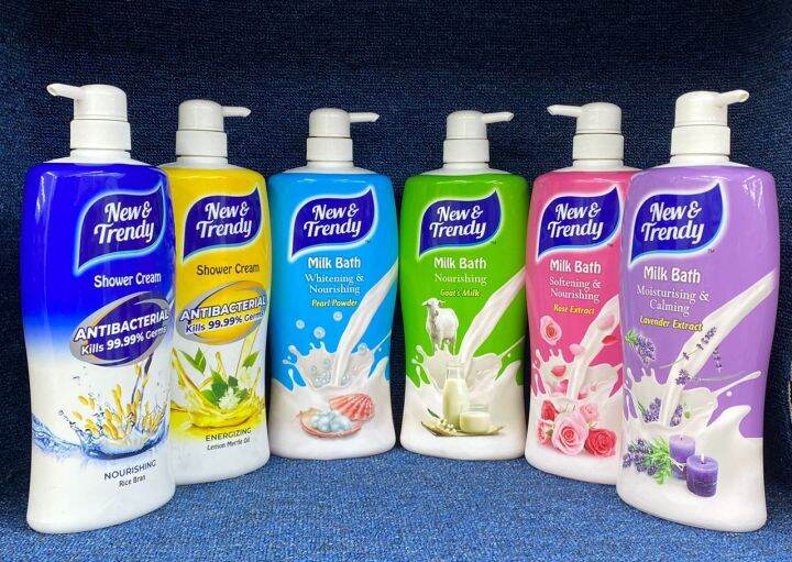 NEW & TRENDY BATH MILK & SHOWER CREAM 850ml (PEARL, LAVENDER, LEMON ...