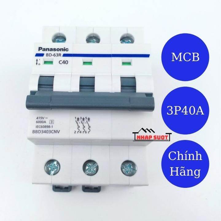 Aptomat MCB át cài 3 pha Panasonic cầu dao tự động MCB 3P3E 32A 40A 50A 63A dùng cho điện 3 pha ...