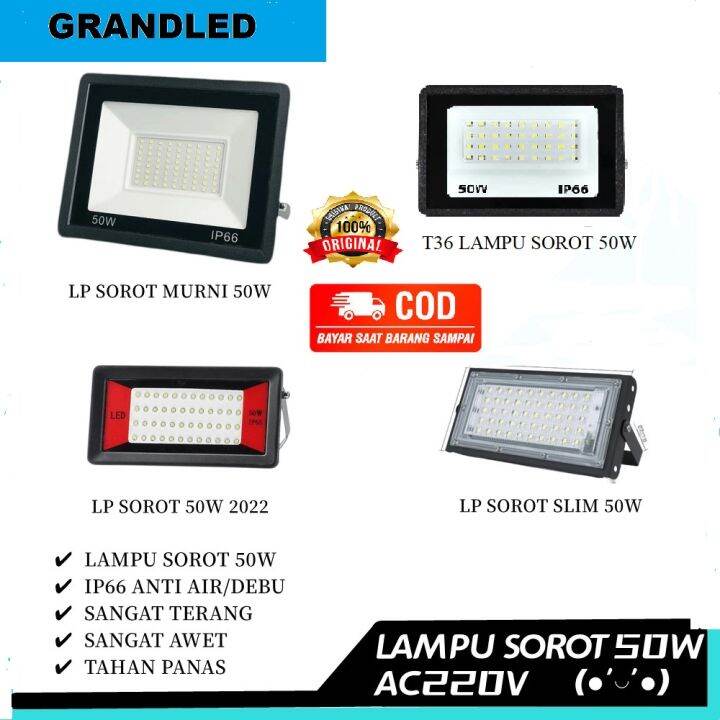 LAMPU SOROT TEMBAK LED 50 WATT LED FLOODLIGHT 50WATT AC 220V | Lazada Indonesia