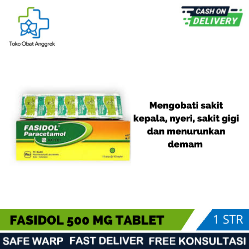 FASIDOL 500 MG STRIP 10 TAB / UNTUK MENGURANGI DEMAM / PUSING/ NYERI ...
