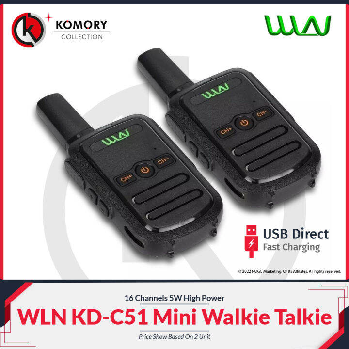 𝓚𝓞𝓜𝓞𝓡𝓨 WLN KD-C51 Two Way Portable 16 Channel 400-470 MHz 5km Mini ...