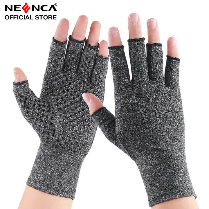 NEENCA Arthritis Compression Gloves Anti-Slip Glue Dot Fingerless ...
